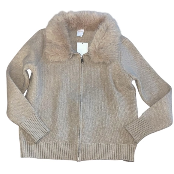 Anthropologie | Sweaters | Northern Angel Faux Fur Trim Zip Up Sweater ...